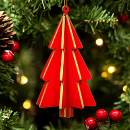 Gisela Graham Assorted 3D Wooden Fir Tree with Gold Trim Tree ...