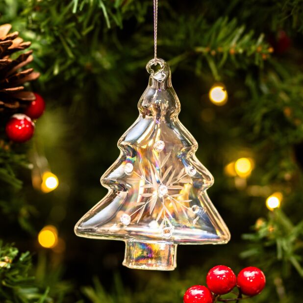 Gisela Graham Iridescent Christmas Tree Glass Tree Decoration ...