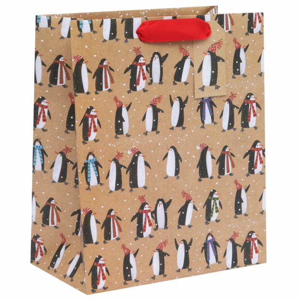 Glick Kraft Party Penguins Large Christmas Gift Bag | Temptation Gifts