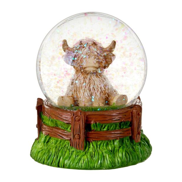 Highland Cow Flowers Snow Globe | Temptation Gifts
