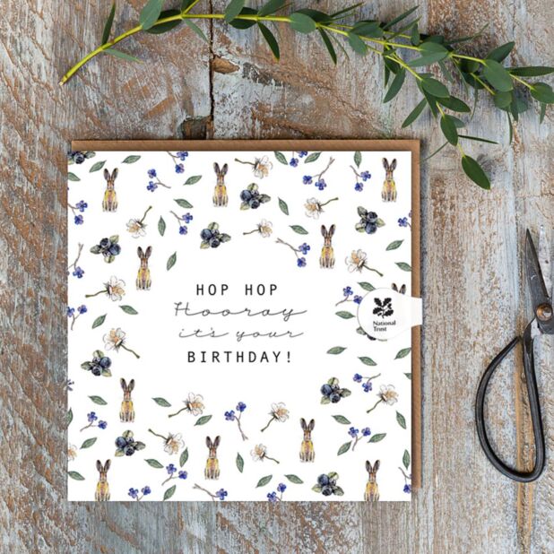 Toasted Crumpet Hare White ‘Hop Hop Hooray’ Birthday Card | Temptation ...