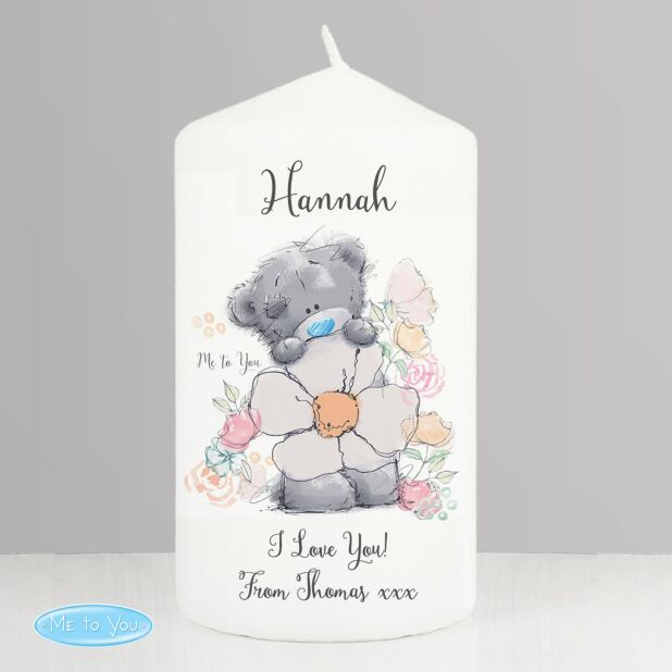 Me To You Personalised Floral Pillar Candle | Temptation Gifts
