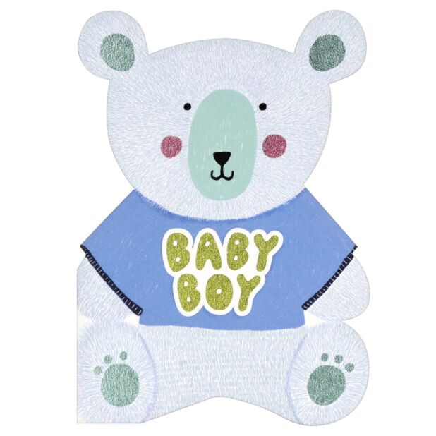Raspberry Blossom Bear ‘Baby Boy’ New Baby Card | Temptation Gifts