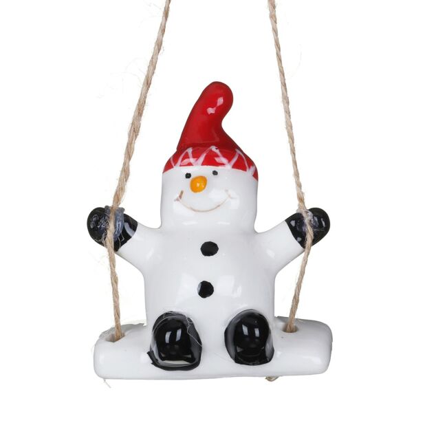 Ceramic Snowman on Swing Hanging Tree Decoration | Temptation Gifts