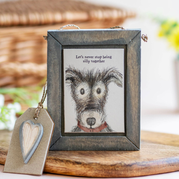 East of India 'Let’s Never Stop Being Silly Together' Dog Wooden Sign ...
