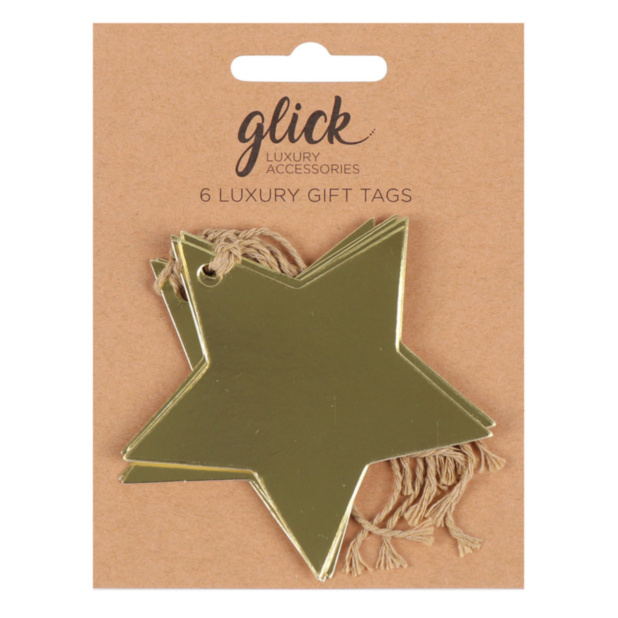 Glick Gold Star Gift Tag Set of 6 | Temptation Gifts