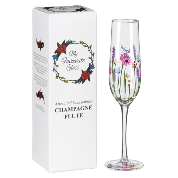 My Favourite Dragonfly Meadow Flute Glass | Temptation Gifts