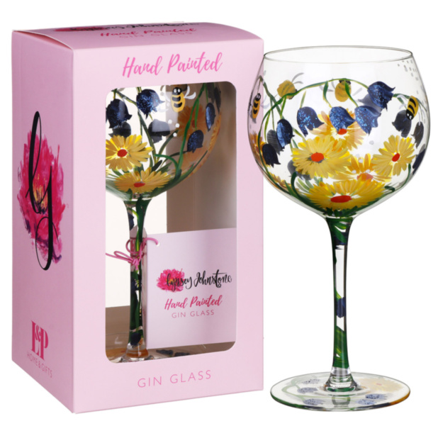 Lynsey Johnstone Bluebells, Dandelions & Bees Hand Painted Gin Glass ...