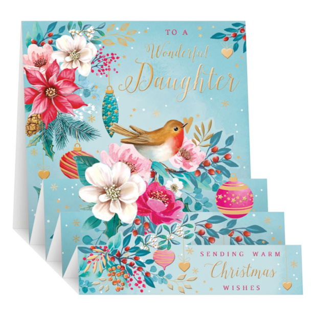 Noel Tatt Robin Floral ‘Daughter’ 3D ZigZag Christmas Card | Temptation ...
