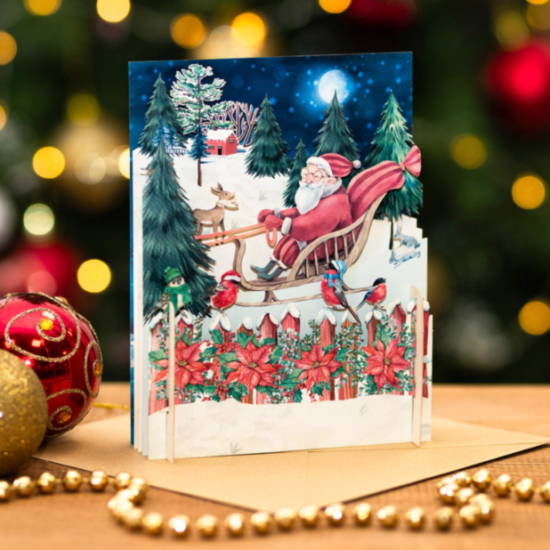 Alljoy Design Santa’s Sleigh 3D Pop Up Christmas Card | Temptation Gifts