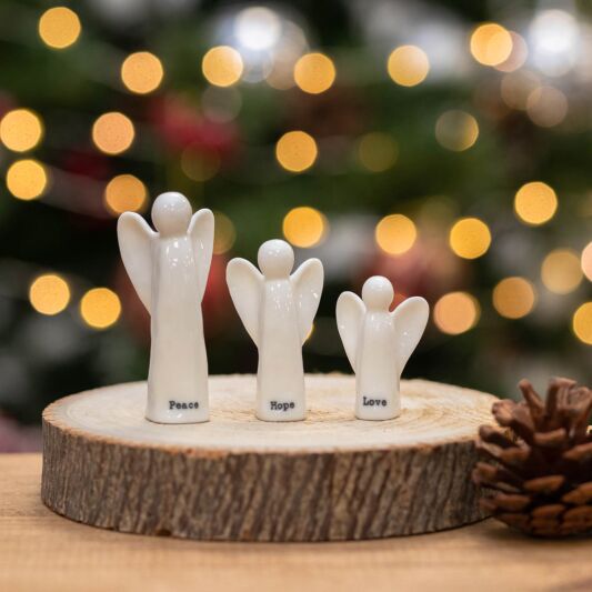 East of India Christmas Set of 3 Porcelain Angels | Temptation Gifts